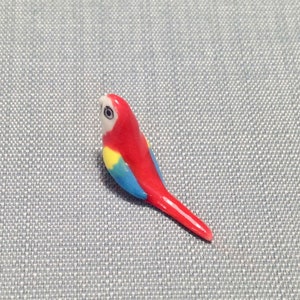 Miniature Ceramic Parrot Exotic Bird Animal Cute Little Red Blue ...