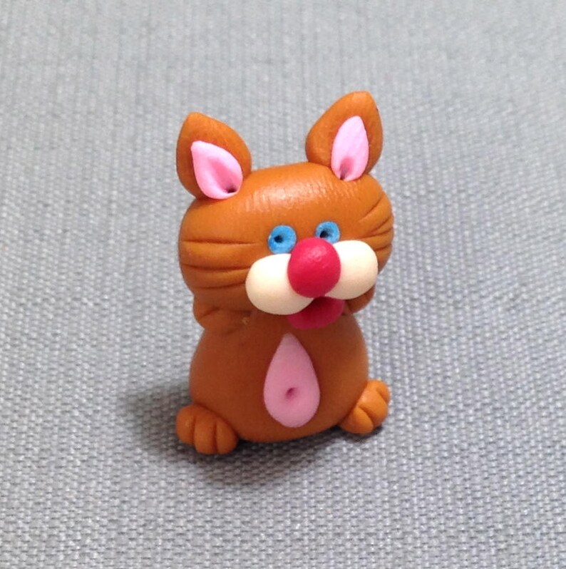 Miniature Funny Cat Kitty Baby Brown Pink Clay Polymer Cute - Etsy