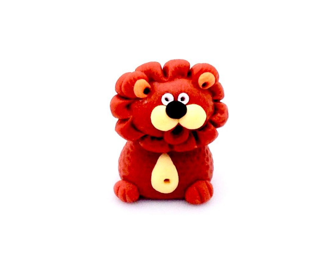 Miniature Funny Lion Brown Clay Polymer Cute Little Dollhouse Hand Made ...