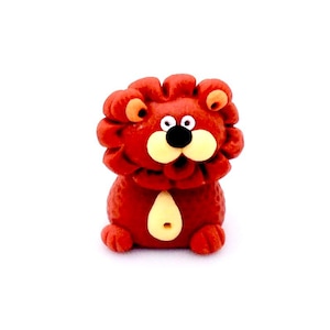 Miniature Funny Lion Brown Clay Polymer Cute Little Dollhouse Hand Made ...