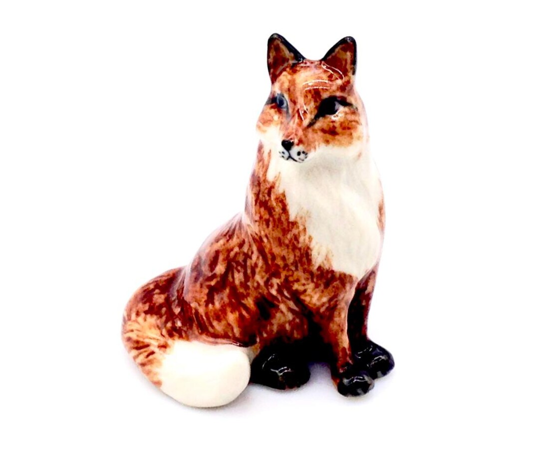 Miniature Ceramic Fox Sitting Wild Animal Forest Cute Little Brown ...