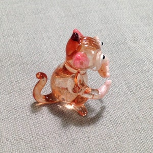 Miniature Hand Blown Glass Monkey Baby Animal Brown Orange White ...
