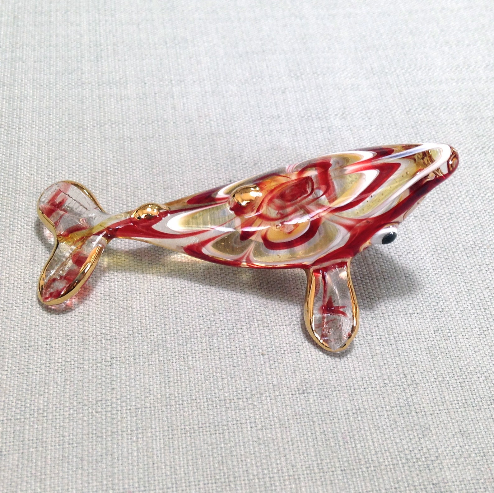 Hand Blown Glass Miniature Whale Sea Fish Animal Cute Orange - Etsy