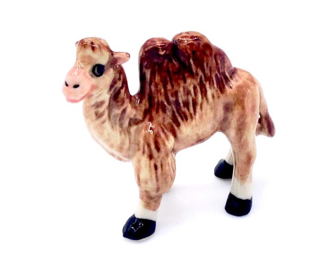 Miniature Ceramic Desert Camel Animal Little Brown Beige Figurine Tiny ...