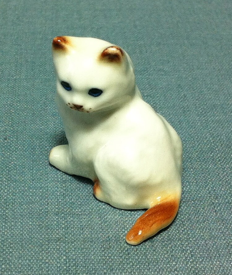 Miniature Ceramic Cat Kitty Sitting Animal Cute Little Tiny | Etsy
