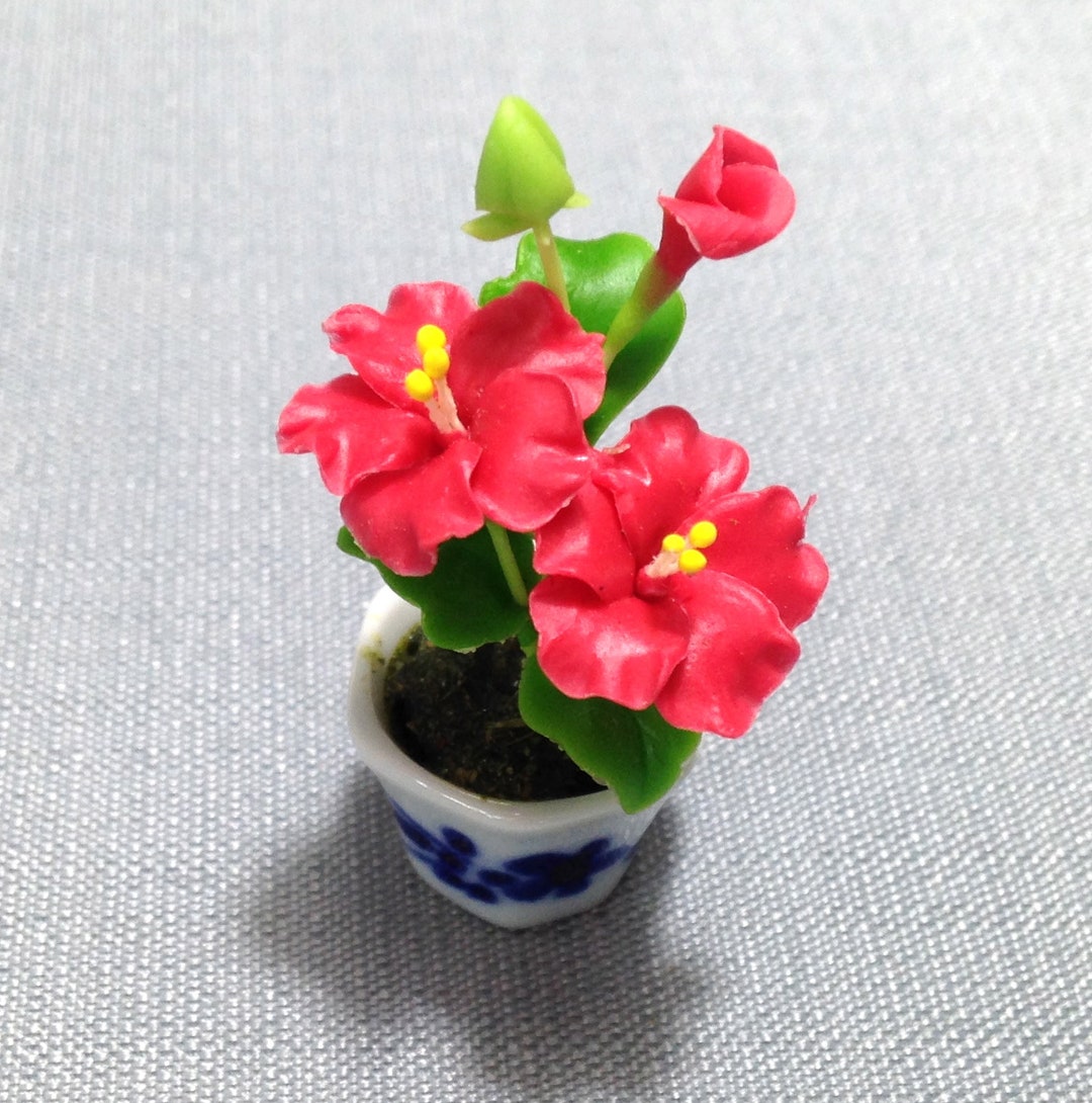 Flower Artificial Plant Lily Red Yellow Miniature Dollhouse Clay ...