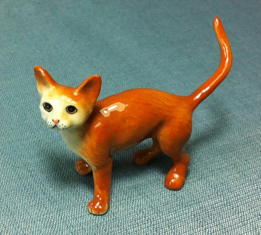 Miniature Ceramic Cat Kitty Funny Kitten Animal Cute Little Tiny Small ...