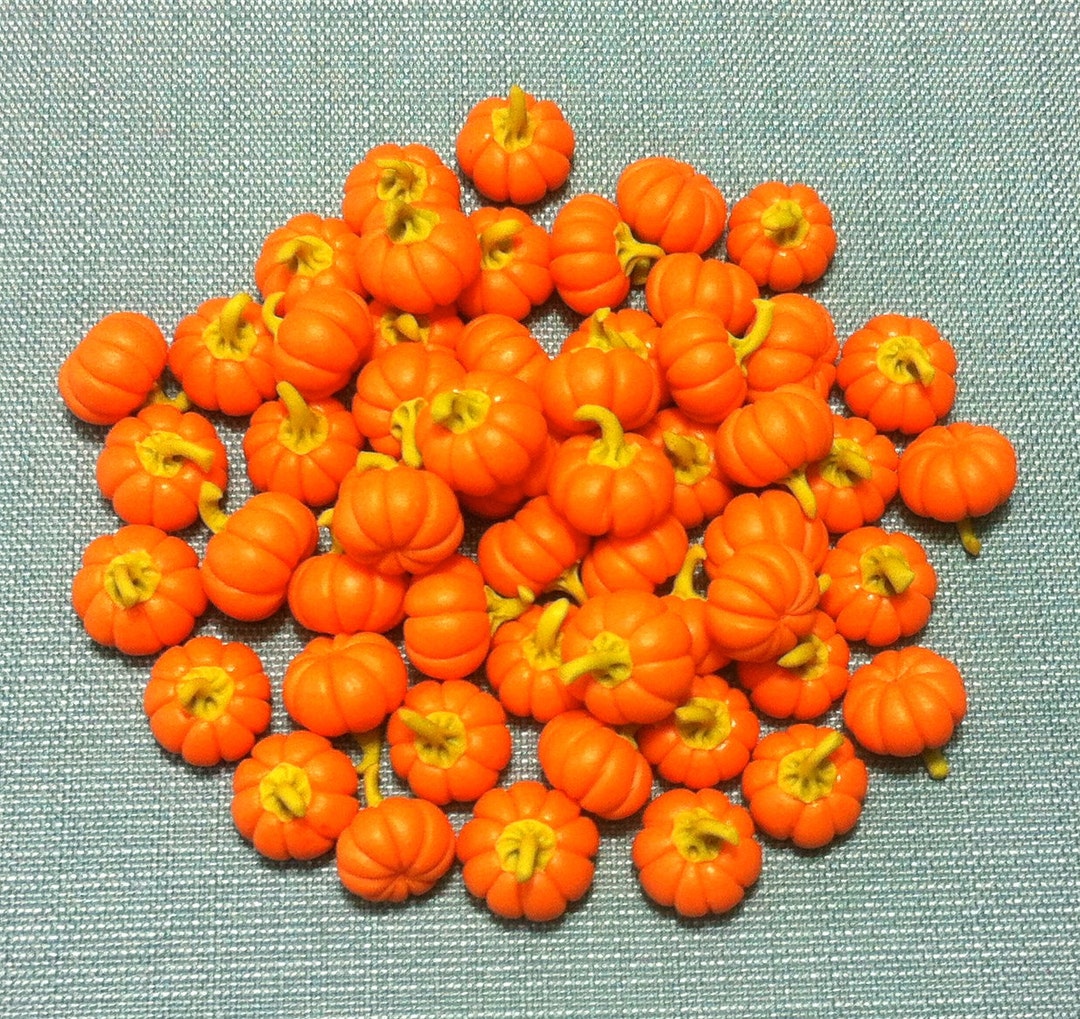20 Miniature Dollhouse Pumpkins Clay Polymer Fimo Orange Round Tiny ...