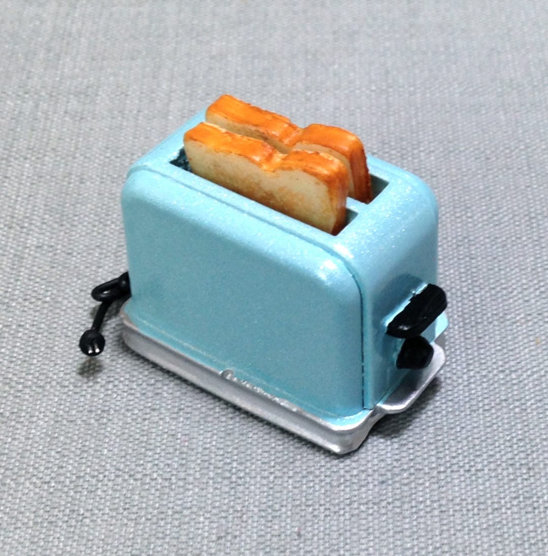 Miniature Dollhouse Blue Toaster 2 Bread Accessory Cooking Cook Small ...