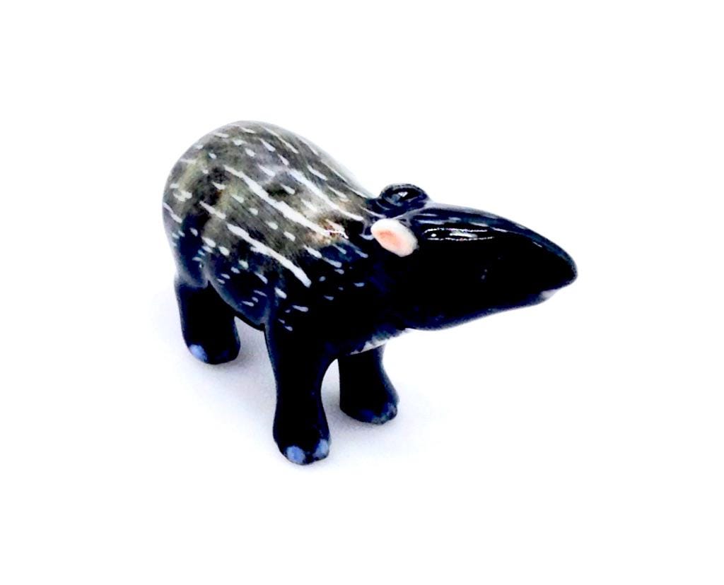 Miniature Ceramic Malayan Tapir Funny Animal Baby Little Black White ...