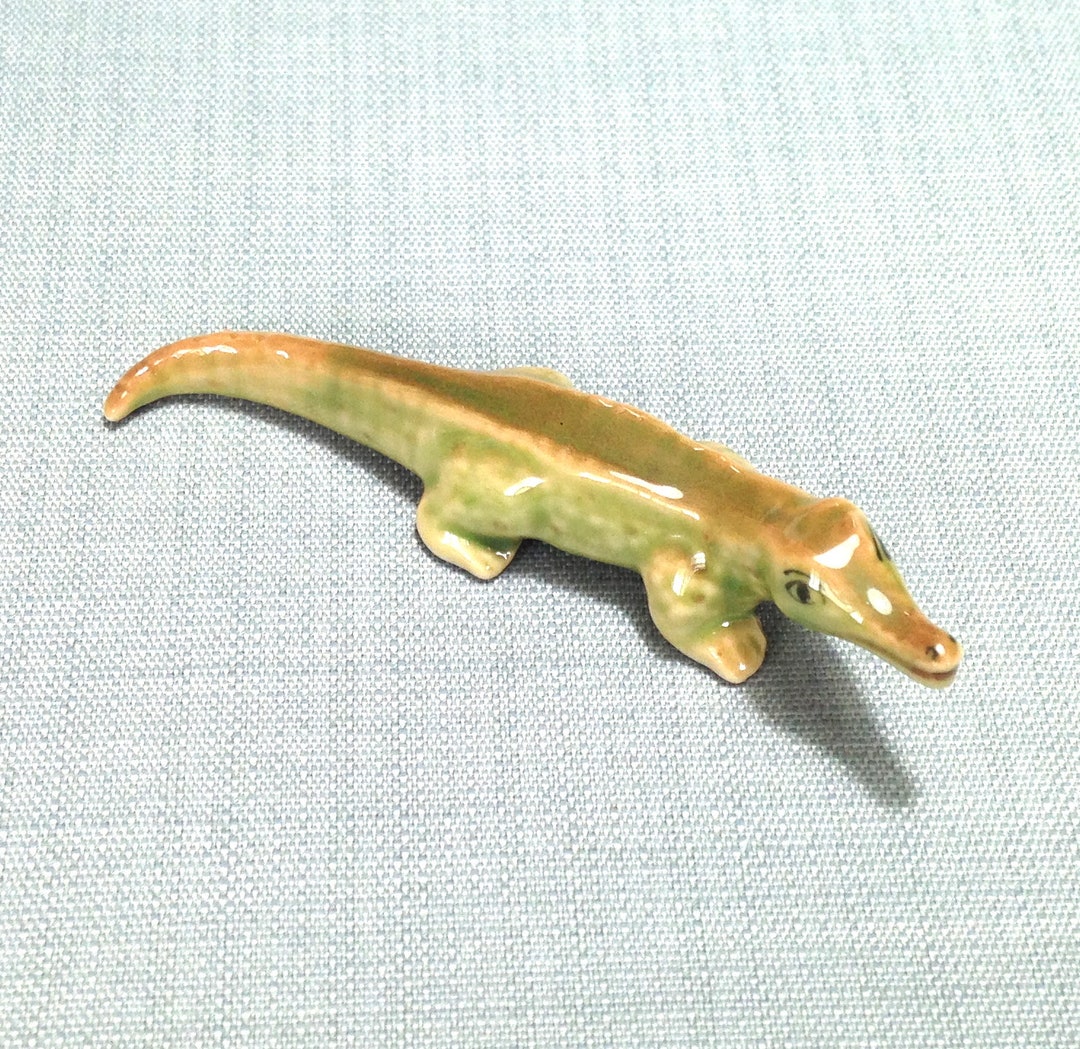 Miniature Ceramic Crocodile Alligator Reptile Animal Cute Little Green ...