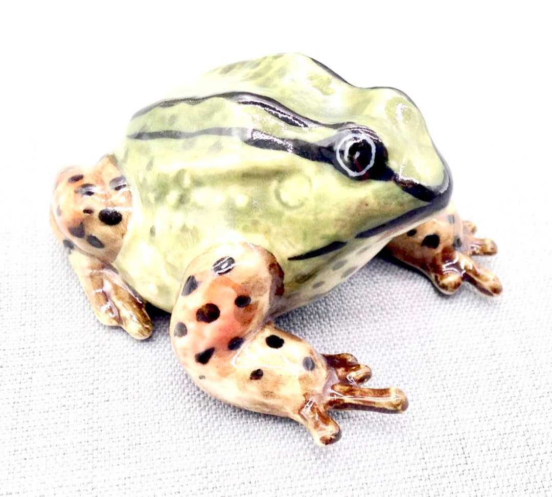 Miniature Ceramic Frog Toad Animal Cute Little Tiny Small Green Brown ...