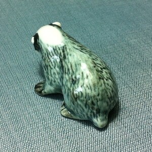 Miniature Ceramic Badger Sitting Animal Cute Little Grey White Black ...