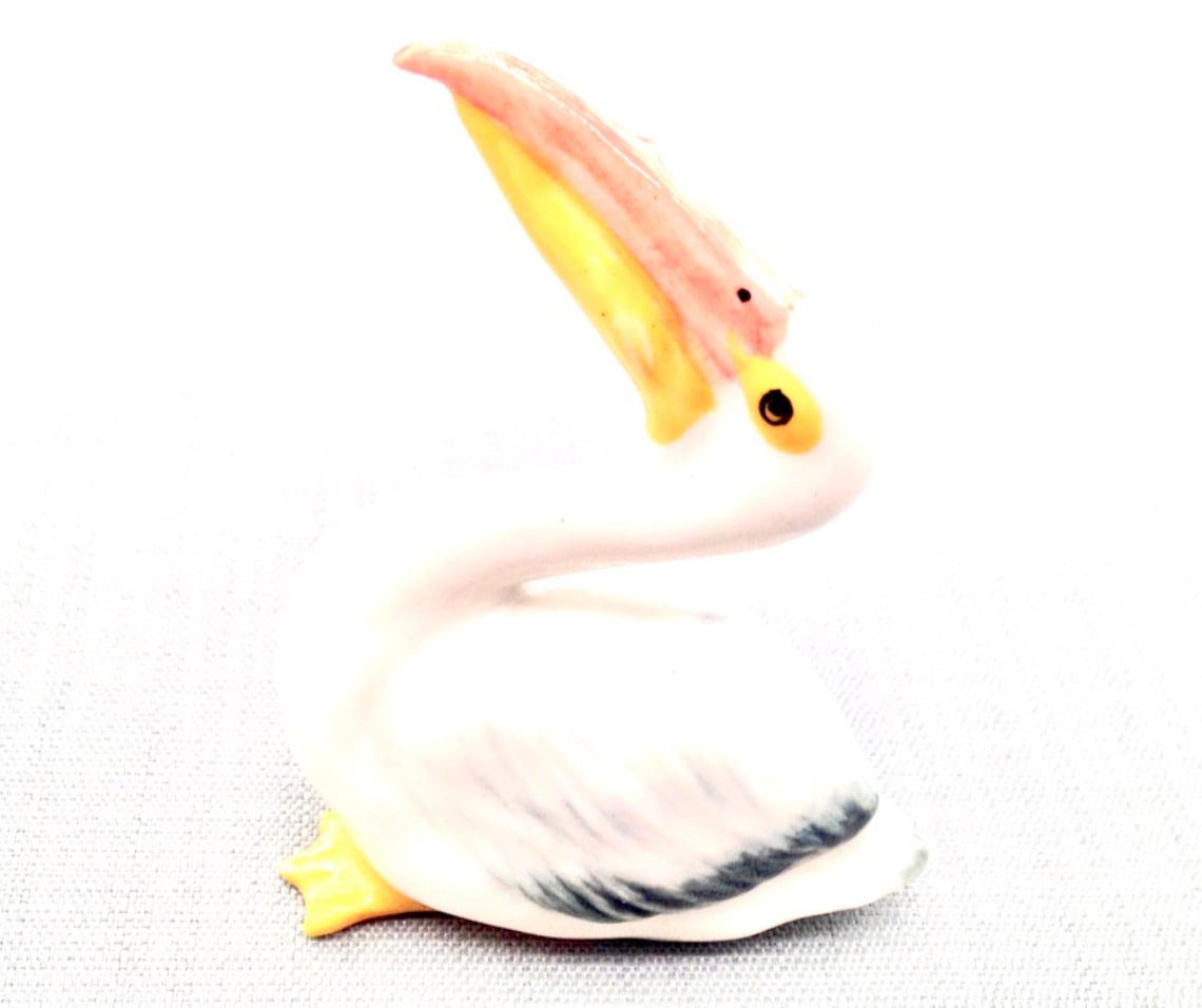 Miniature Ceramic Pelican Eating Fish Animal Cute Little Small - Etsy