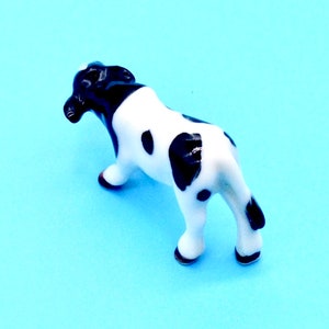 Miniature Ceramic Calf Baby Cow Animal Cute Little Black White Brown ...