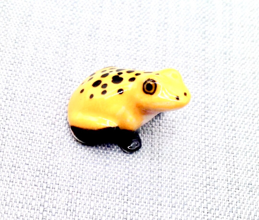 Miniature Ceramic Frog Toad Mini Baby Reptile Animal Cute Little Yellow ...