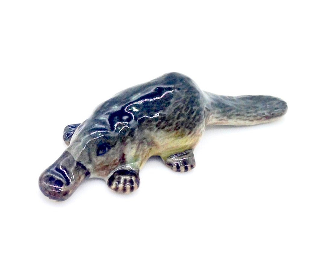 Miniature Ceramic Platypus River Animal Cute Little Brown Beige ...