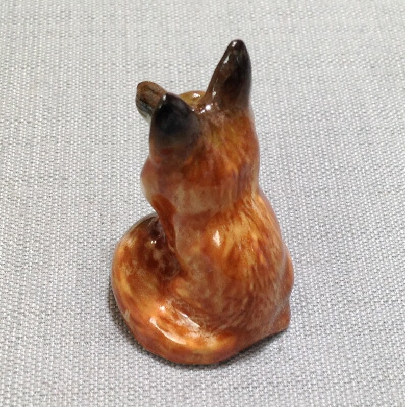 Miniature Ceramic Fox Baby Sitting Animal Forest Cute Little | Etsy