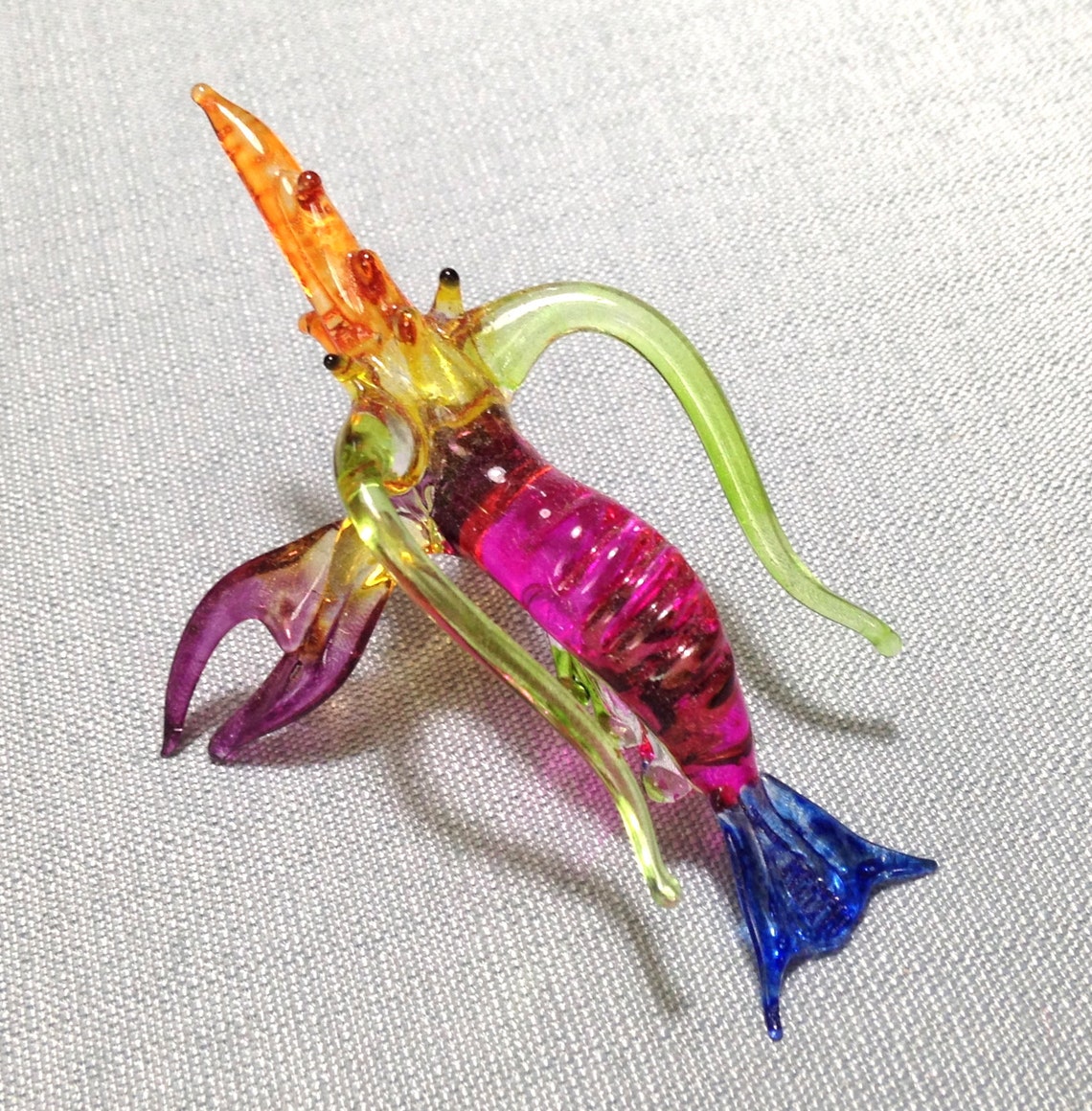 Hand Blown Glass Miniature Crawfish Shrimp Sea Animal Cute | Etsy