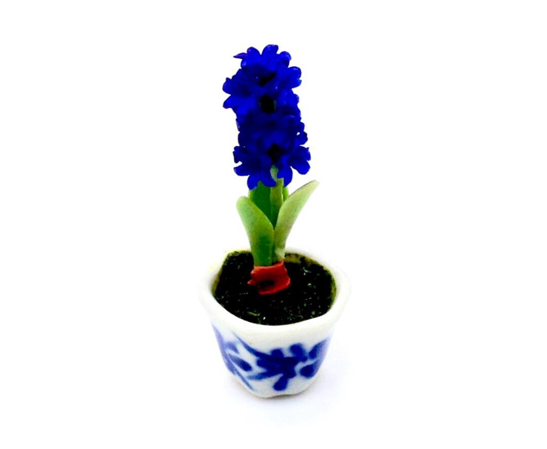 Artificial Miniature Dollhouse Flower Plant Hyacinth Blue Green Clay ...