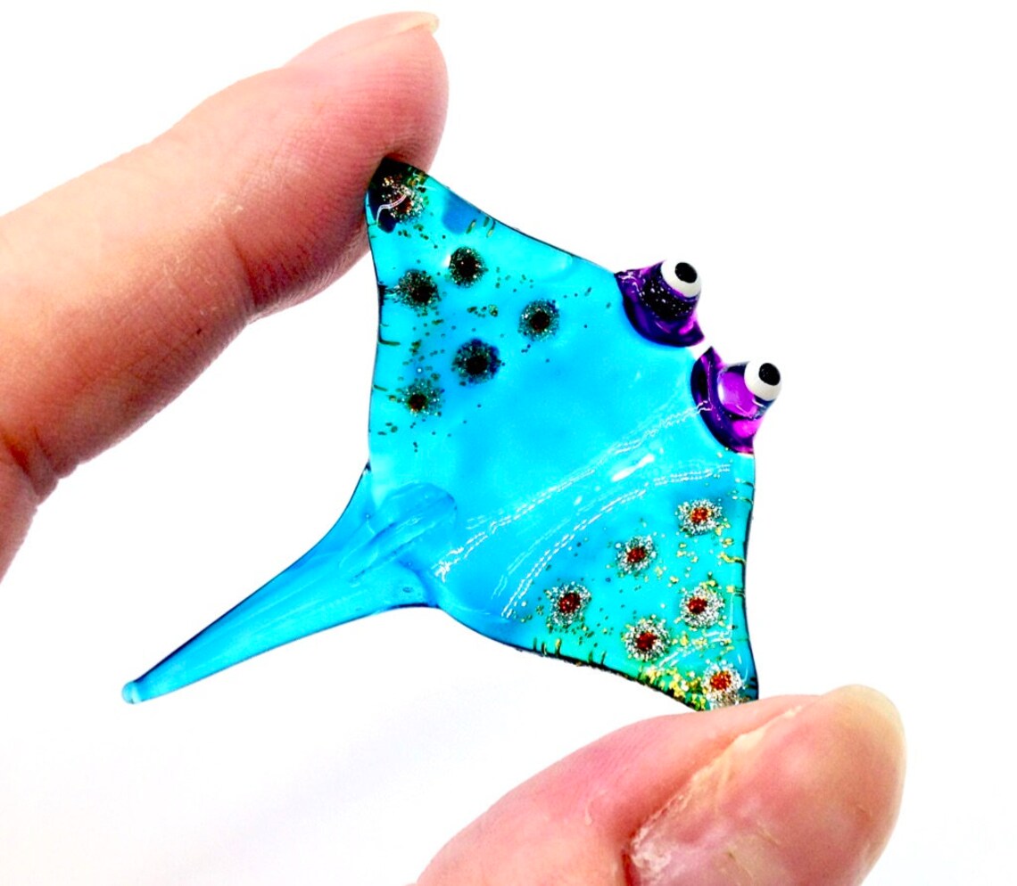Miniature Hand Blown Glass Manta Ray Fish Sea Baby Animal Cute ...
