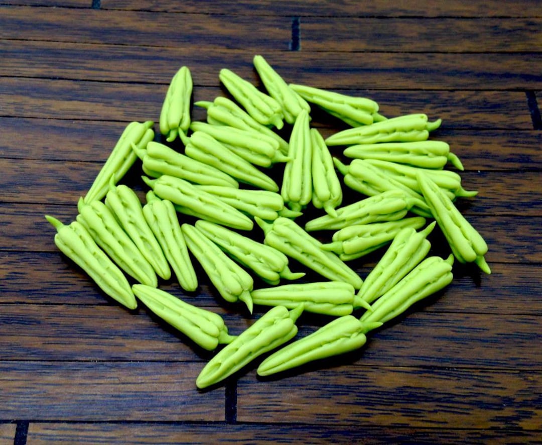 20 Miniature Dollhouse Bitter Melons Gourds Clay Polymer Green Small ...