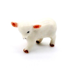Miniature Ceramic Lamb Baby Sheep Animal Cute Little White Figurine ...