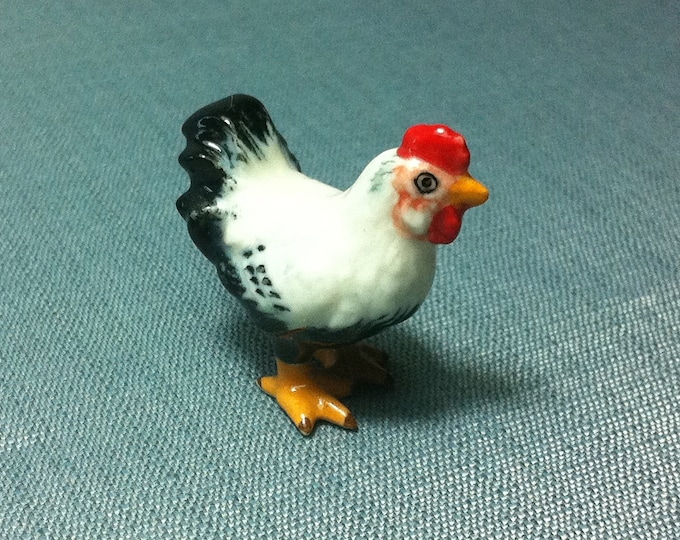 Miniature Ceramic Rooster Hen Chicken Animal Cute Little Tiny Small ...