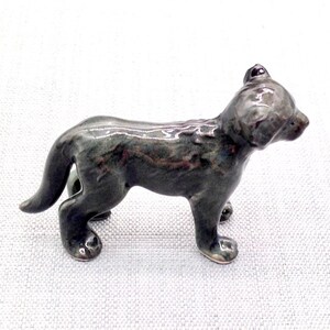 Miniature Ceramic Panther Grey Black Feline Baby Animal Cute Little ...