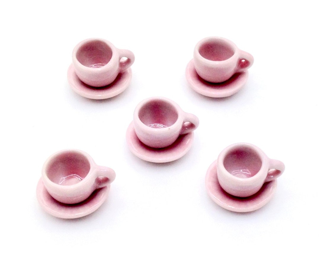 5 Miniature Dollhouse Coffee Cups Set Ceramic Cup Tea Drinks Glass Mugs ...