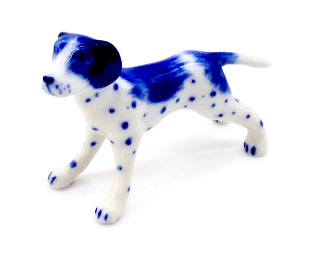 Miniature Ceramic English Pointer Dog Animal Funny Cute Little White ...