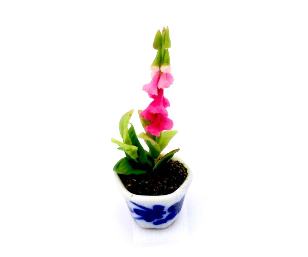 Flower Artificial Plant Foxglove Pink Green Miniature Dollhouse Clay ...