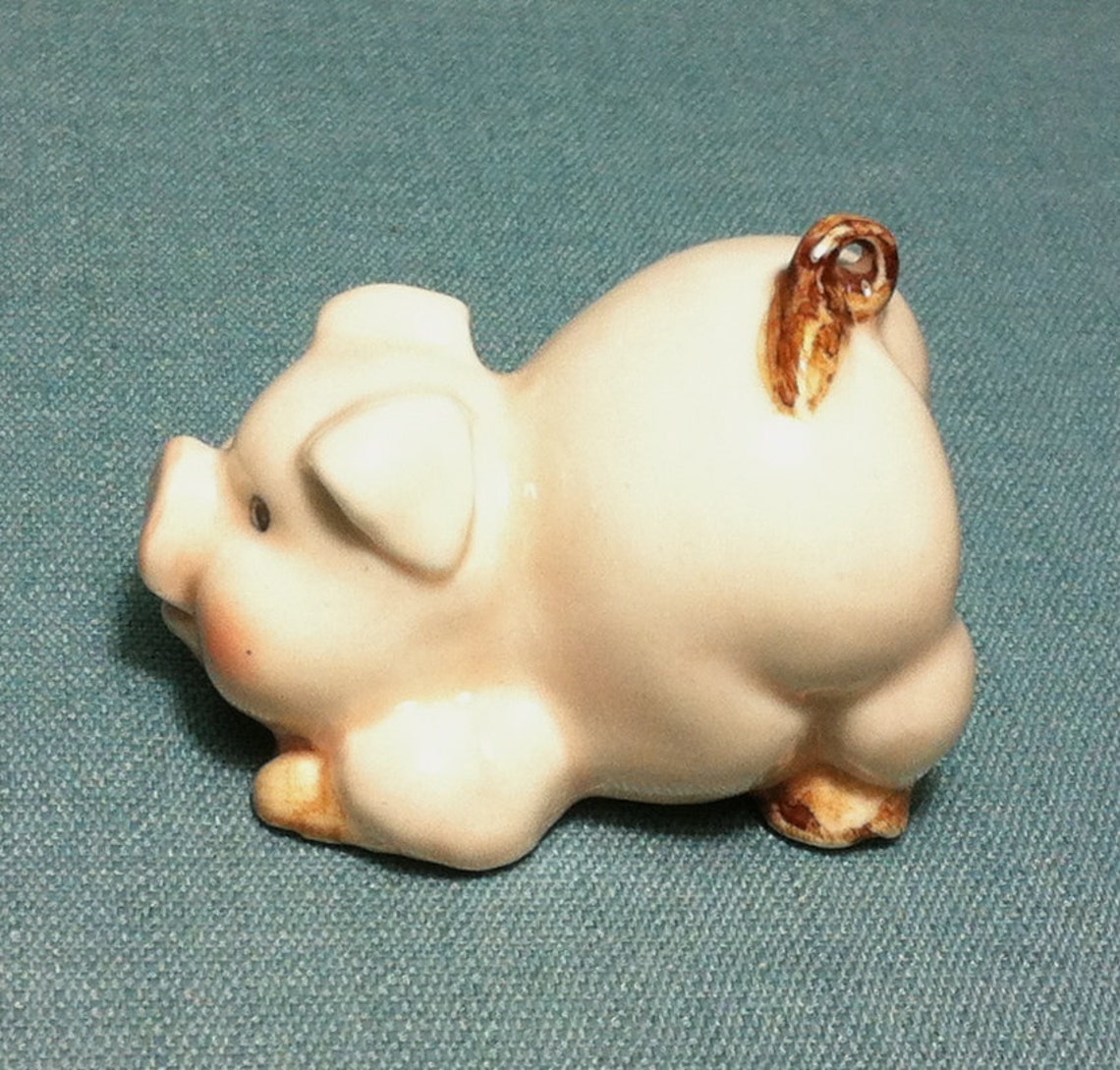 Miniature Ceramic Pig Pork Piglet Laying Animal Cute Little | Etsy