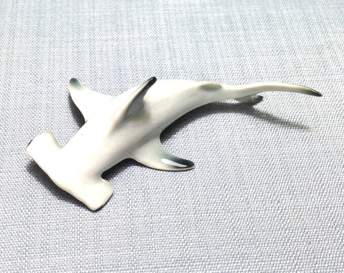 Miniature Ceramic Hammerhead Shark Fish Sea Animal Cute Little Grey ...