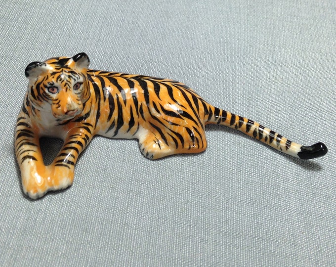 Miniature Ceramic Tiger Laying Feline Wild Jungle Animal Cute | Etsy