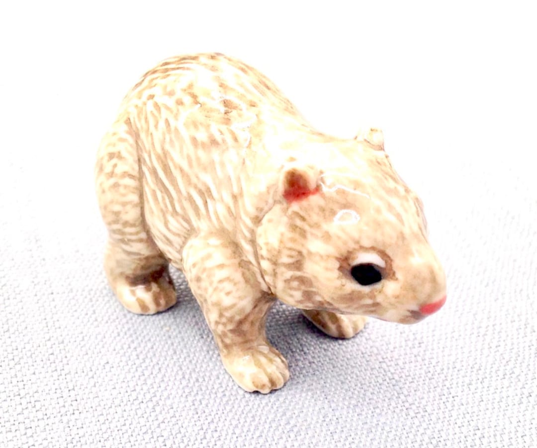 Miniature Ceramic Wombat Australian Animal Cute Little Brown Figurine ...