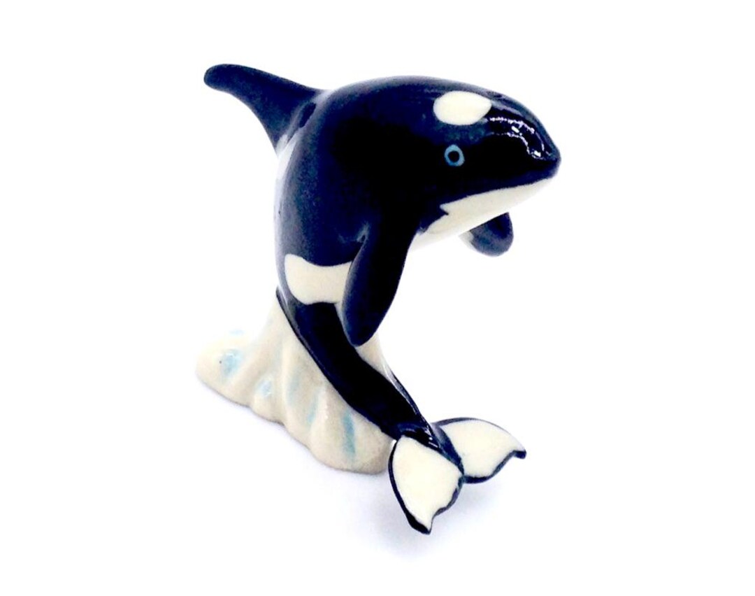 Miniature Ceramic Killer Whale Orca Fish Animal Little Black White ...