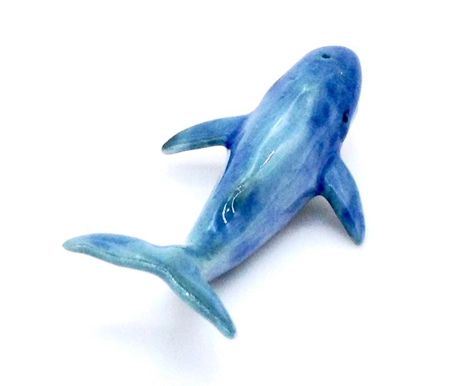Miniature Ceramic Whale Blue Baby Fish Sea Animal Little Figurine Tiny ...