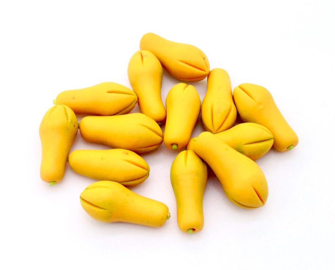 10 Miniature Dollhouse Papaya Papayas Clay Polymer Fimo Orange Green ...