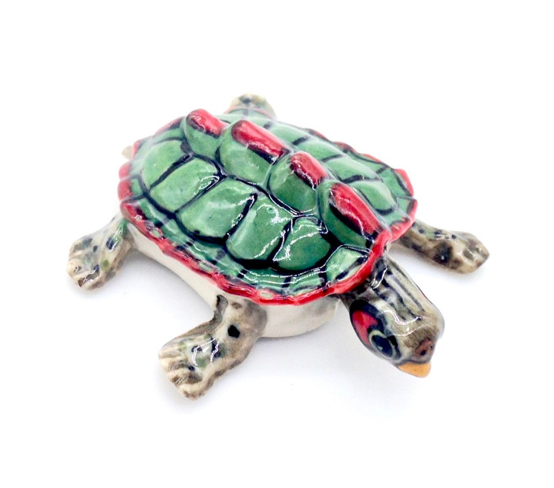 Miniature Ceramic Exotic Turtle Reptile Sea Animal Cute Little Green ...