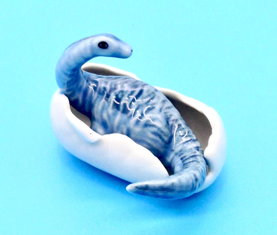 Miniature Ceramic Dinosaur Dino Baby Egg Jurassic Animal Little Blue ...