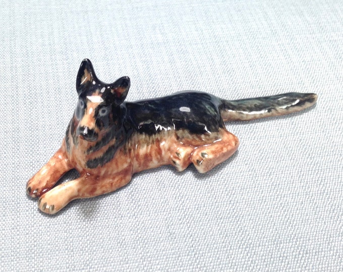 Miniature Ceramic German Shepherd Dog Animal Cute Little Tiny Small ...