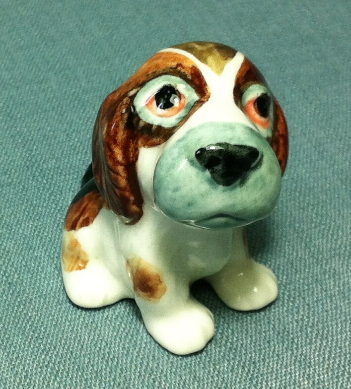 Miniature Ceramic Dog Beagle Puppy Sitting Animal Cute Little | Etsy
