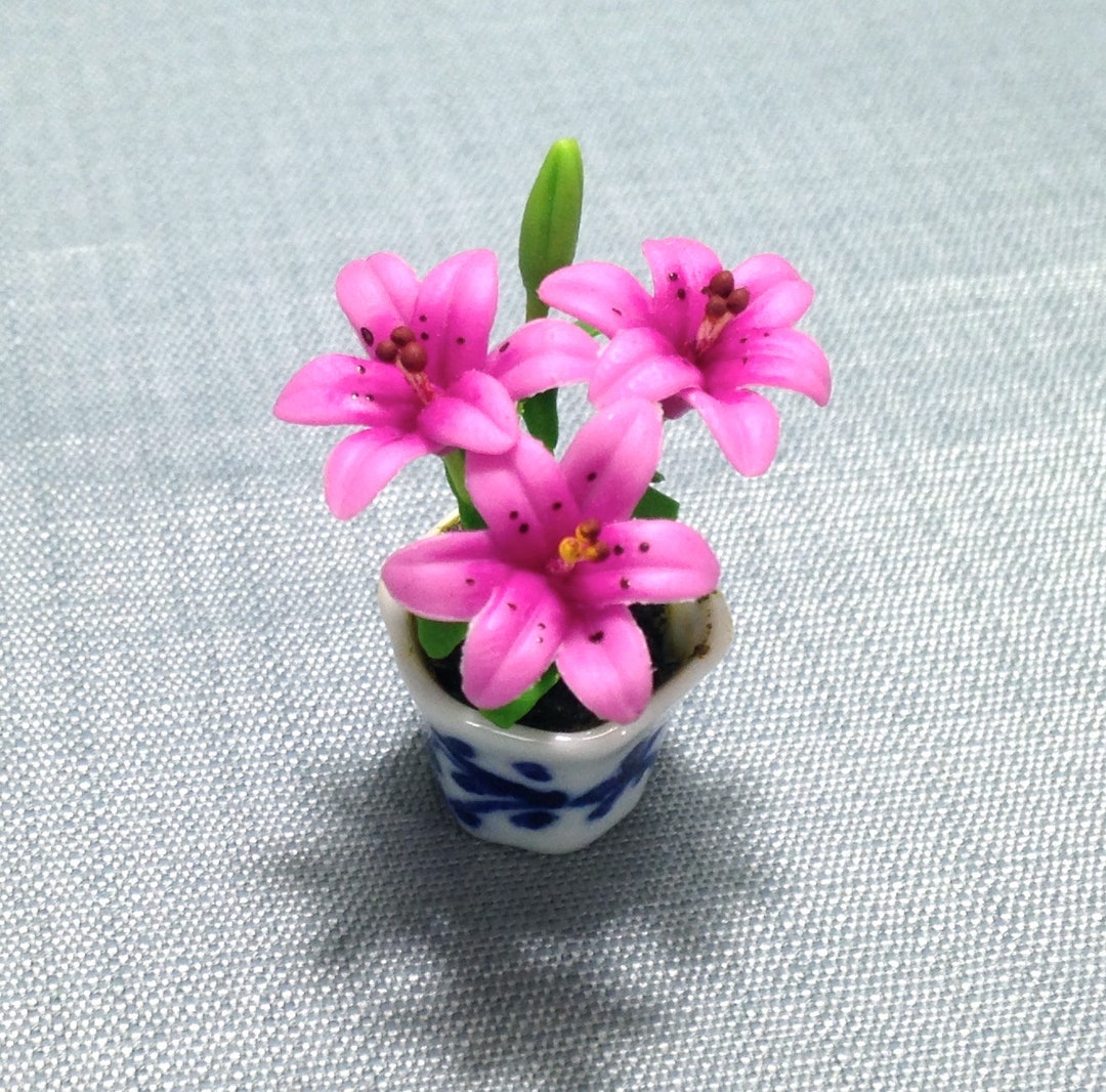 Flower Artificial Plant Lily Pink Miniature Dollhouse Clay - Etsy