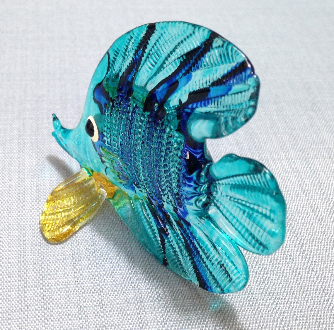 Hand Blown Glass Miniature Exotic Fish Sea Animal Blue Stripes - Etsy