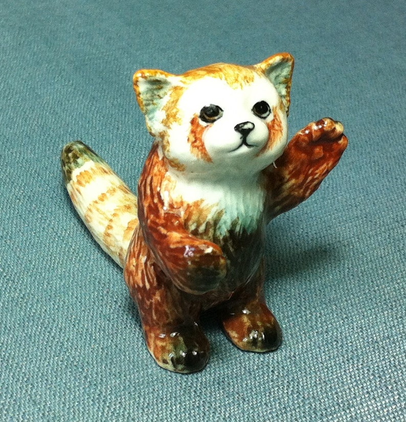 Miniature Ceramic Red Lesser Panda Cat Bear Animal Cute Little - Etsy