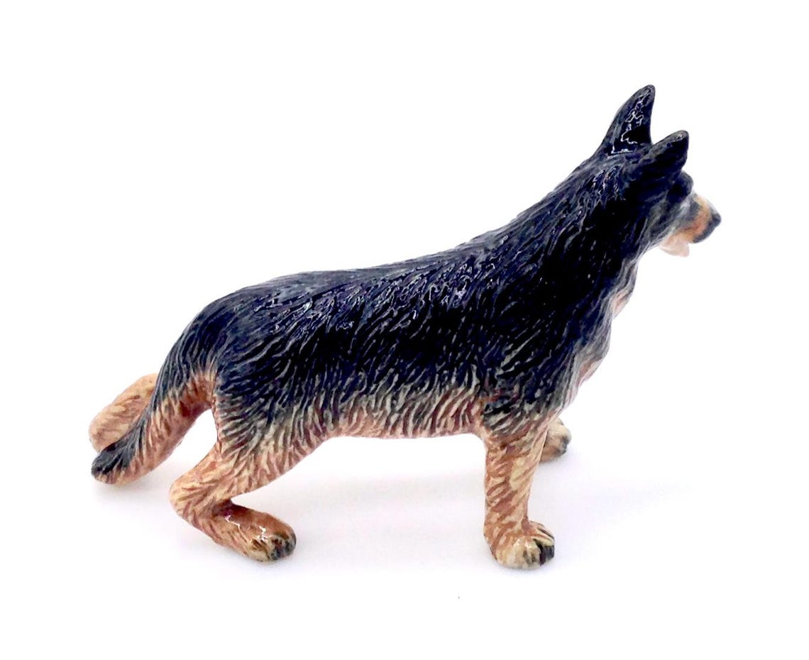 Miniature Ceramic German Shepherd Dog Animal Little Brown Black ...