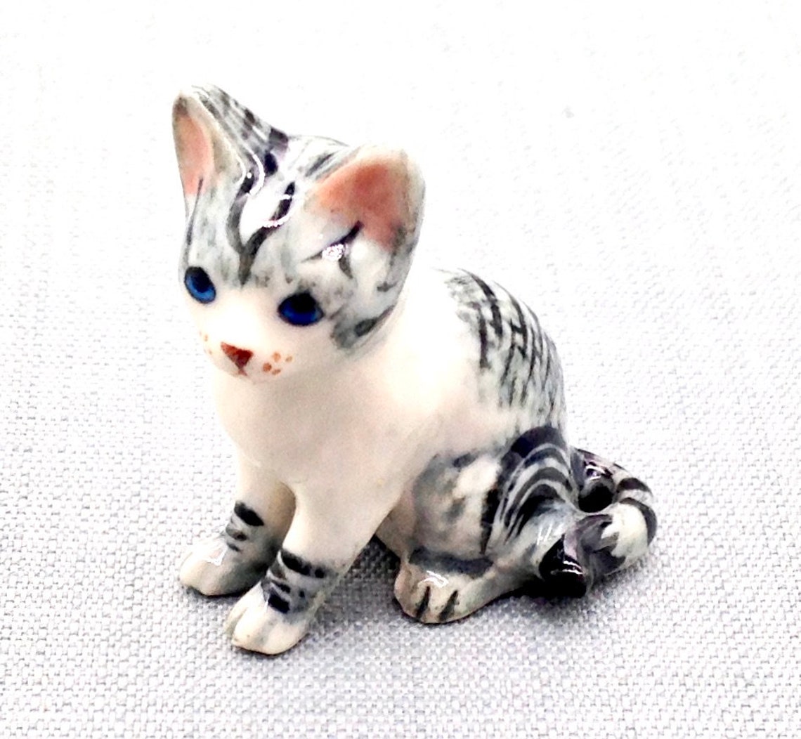 Miniature Ceramic Cat Kitty Kitten Animal Cute Little Tiny - Etsy