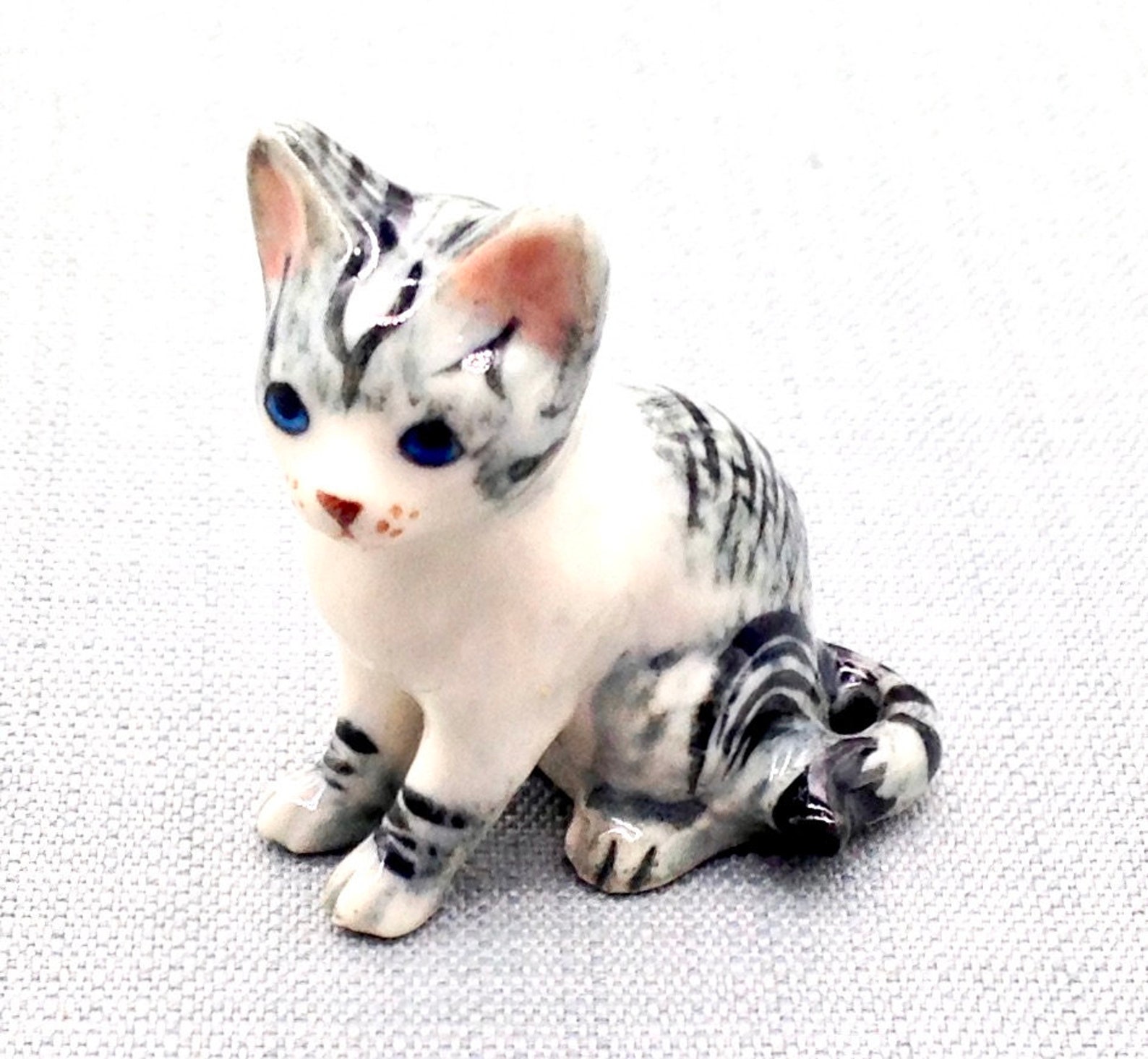 Miniature Ceramic Cat Kitty Kitten Animal Cute Little Tiny - Etsy