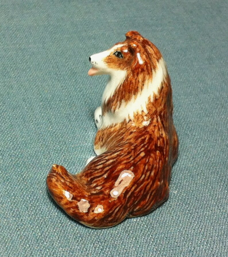 Miniature Ceramic Collie Dog Laying Animal Cute Tiny Small | Etsy